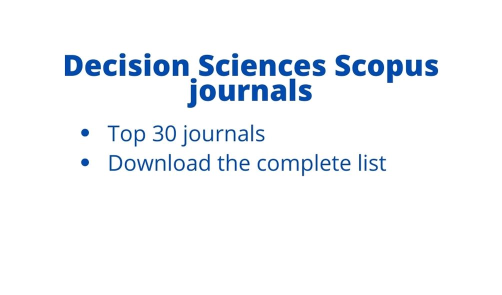 Decision Sciences Scopus indexed journals list - PhDTalks