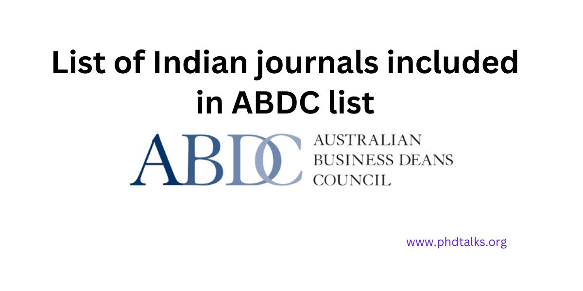 Indian journals in ABDC list - PhDTalks