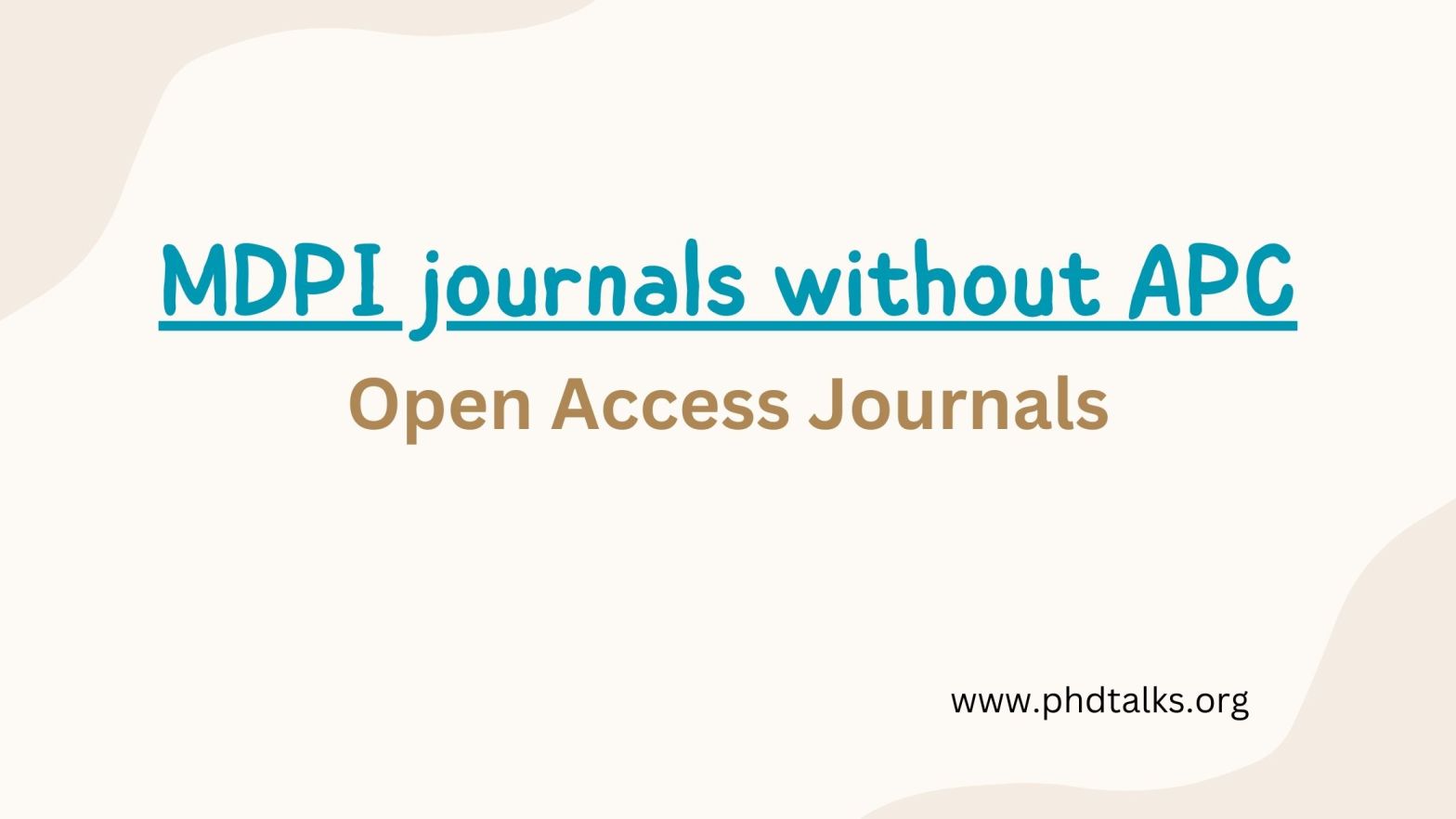 MDPI journals without APC - PhDTalks