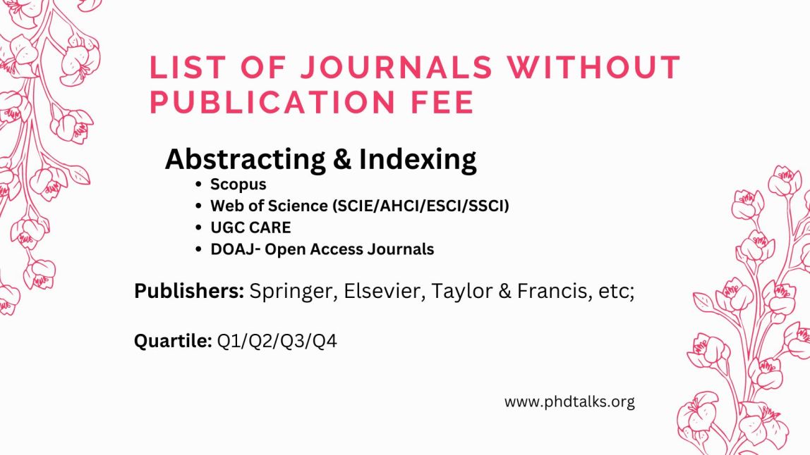 List of journals without publication fee - PhDTalks