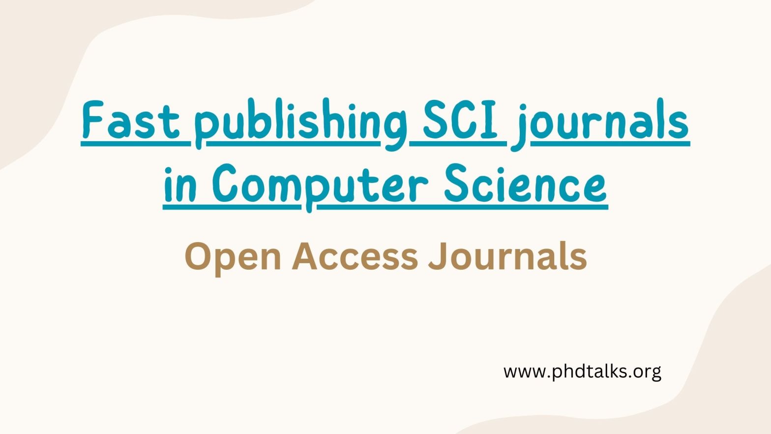 Fast publishing SCI journals in Computer Science - PhDTalks