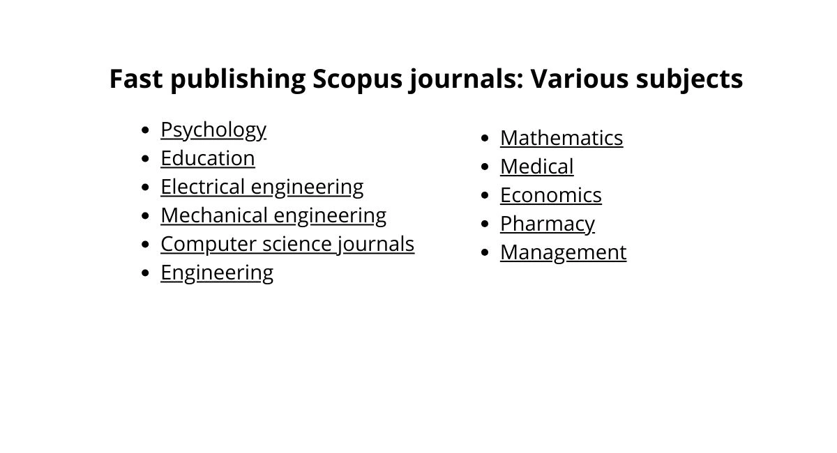 Fast publishing Scopus journals: All subjects - PhDTalks
