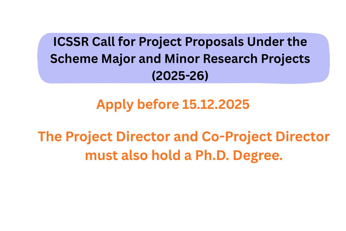 ICSSR Call for Proposals Under the Scheme Major and Minor Research ...