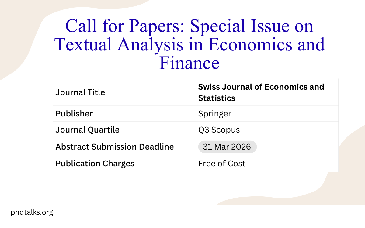 Call for Papers: Special Issue on Textual Analysis in Economics and ...